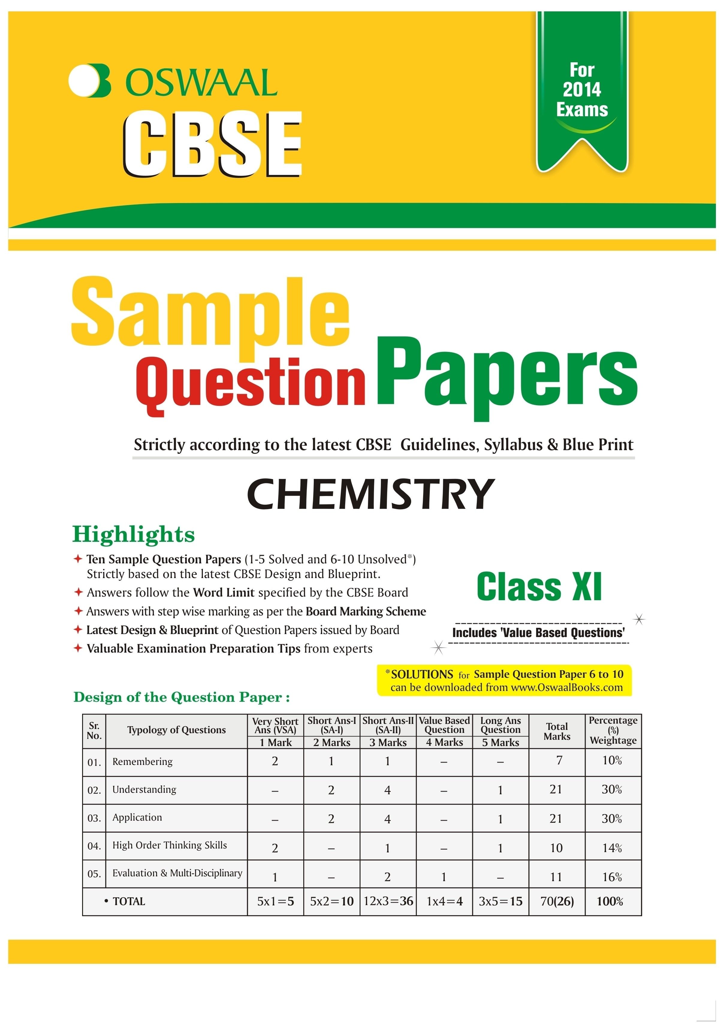 Oswaal CBSE Sample Question Papers For Class 11 Chemistry English 1st Oswaal CBSE Sample Question Papers For Class 11 Chemistry English 1st